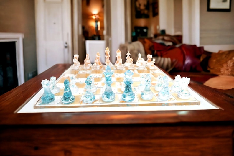 Colorful Glow in the Dark Resin Chess Set. - Etsy
