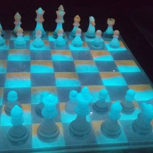 Handmade Glow in the Dark Resin Chess Set With Checkers - Etsy