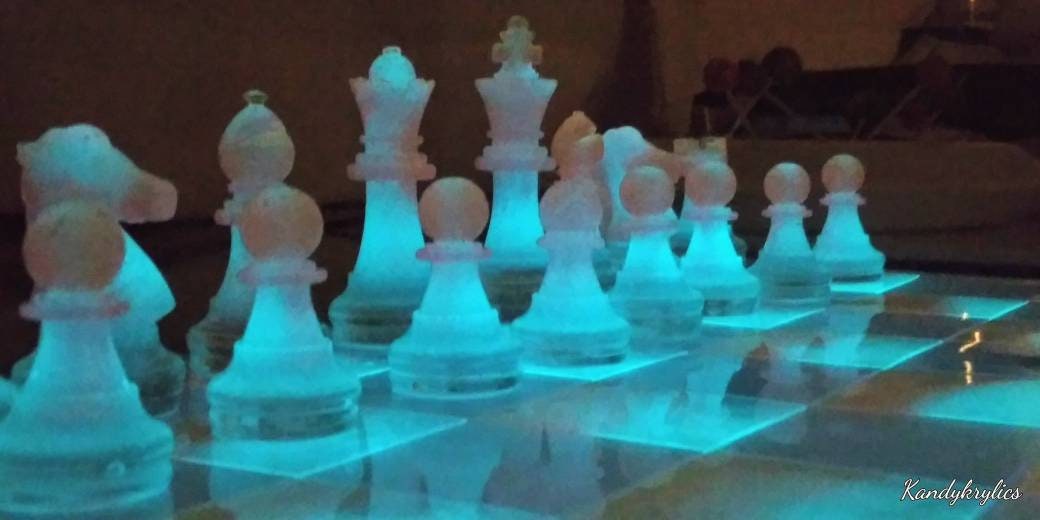 Handmade Glow in the Dark Resin Chess Set With Checkers - Etsy