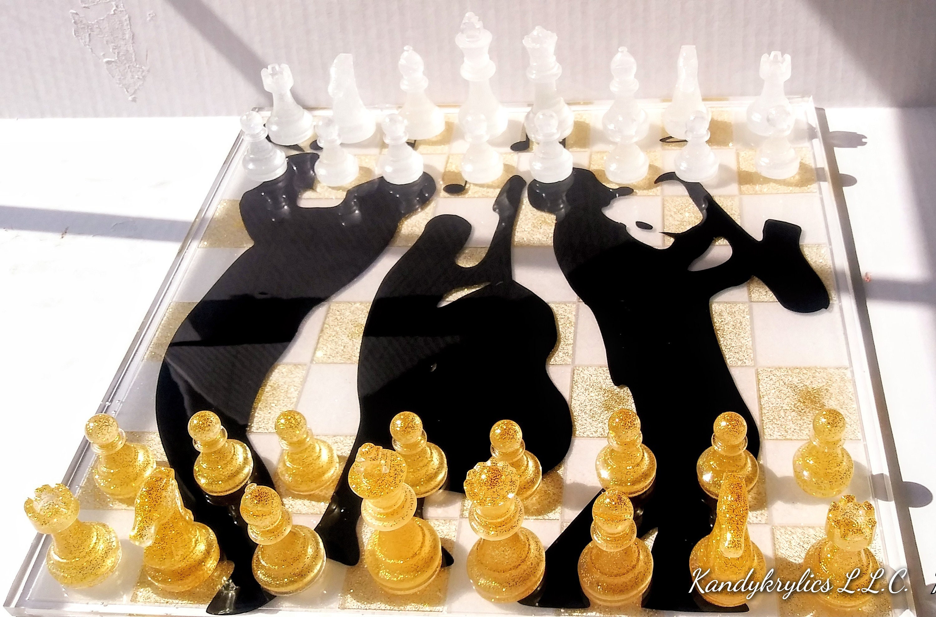 Handmade Glow in the Dark Resin Chess Set With Checkers - Etsy
