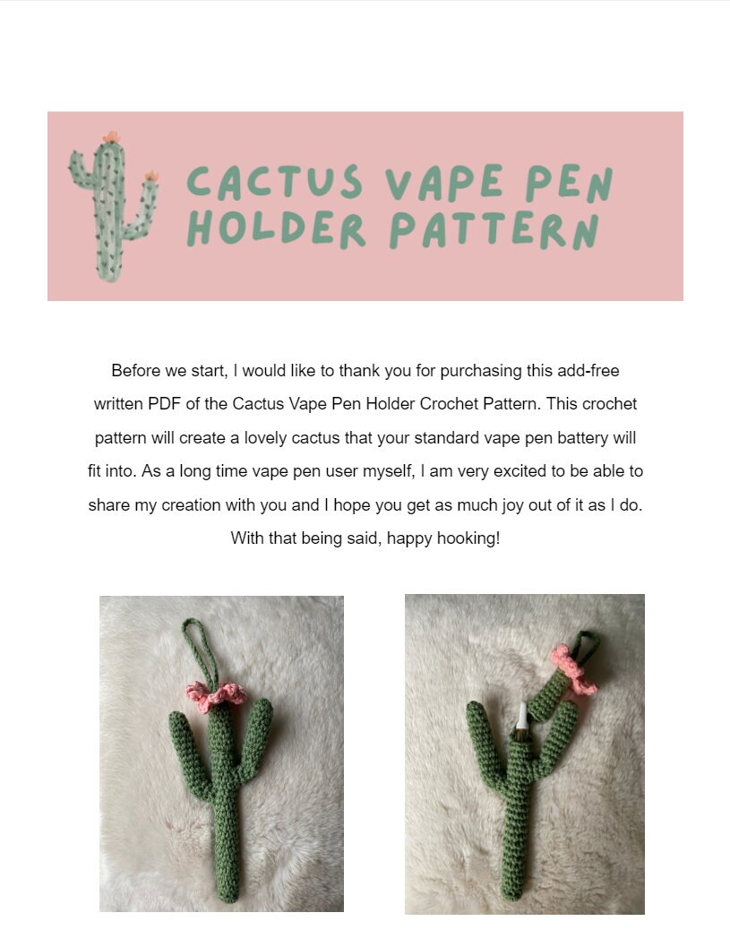 Cactus Vape Pen Holder/keychain Crochet Pattern / PDF / Digital ...
