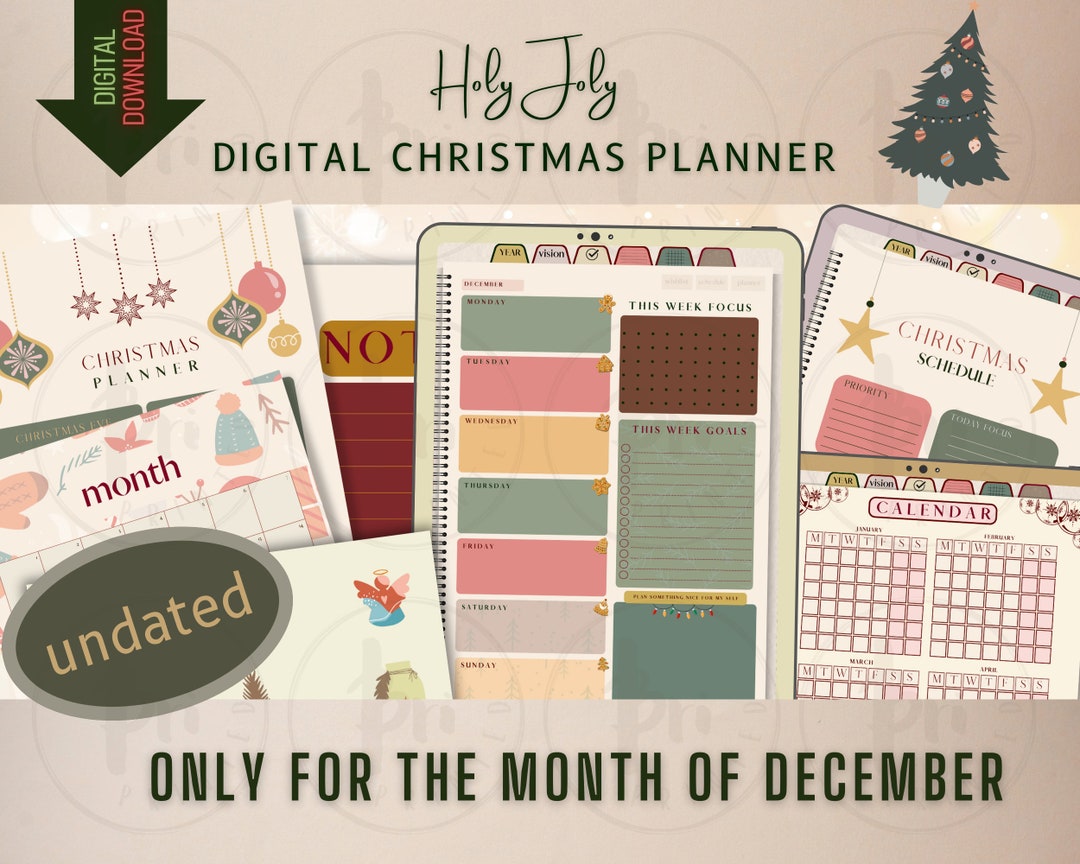 Special Christmas Themed Digital Daily Planner, December Month Only ...