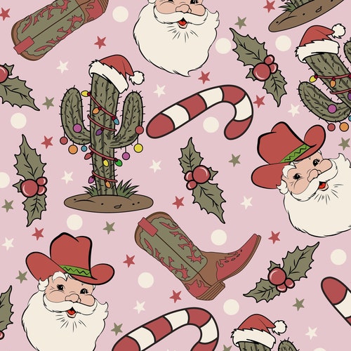 Christmas Western Seamless Repeat Pattern Christmas Howdy - Etsy