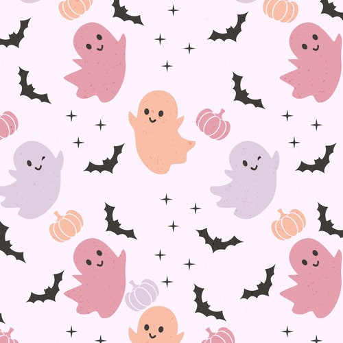 Pastel Halloween Seamless Repeat Spooky Ghosts Pattern for - Etsy