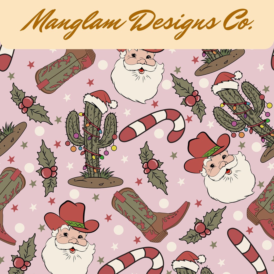 Christmas Western Seamless Repeat Pattern, Christmas Howdy Seamless ...