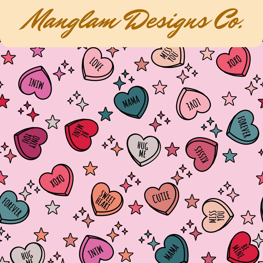 Valentines Day Conversation Heart Seamless Repeat Pattern, Winter Pink ...