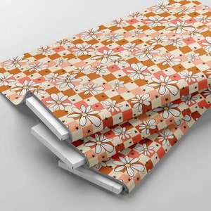 Retro Flower Floral Daisies Checkerboard Seamless Repeat Pattern, Vintage Sweet Daisies, Retro ...