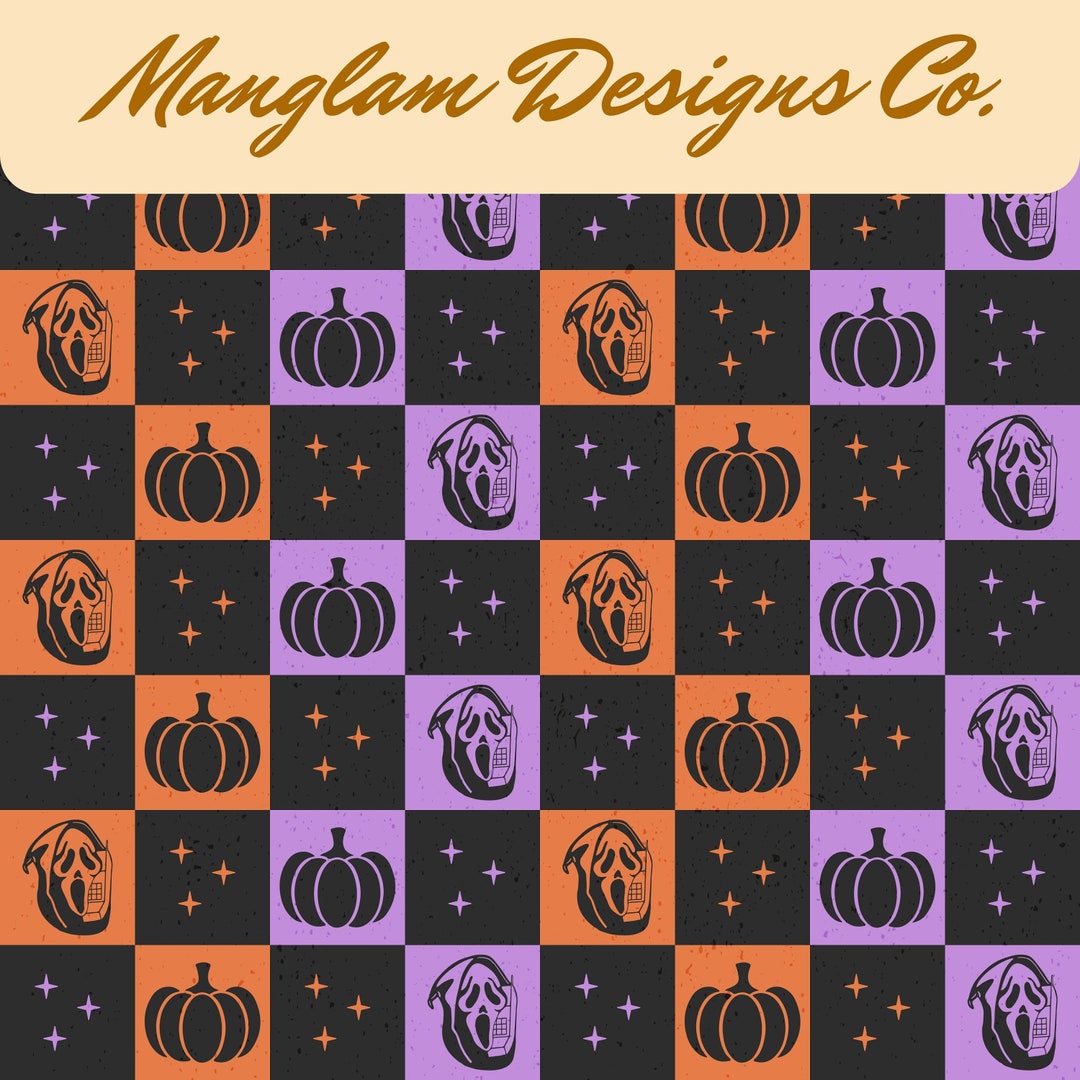 Scream Ghost Face Checkerboard Seamless Repeat Pattern, Halloween ...