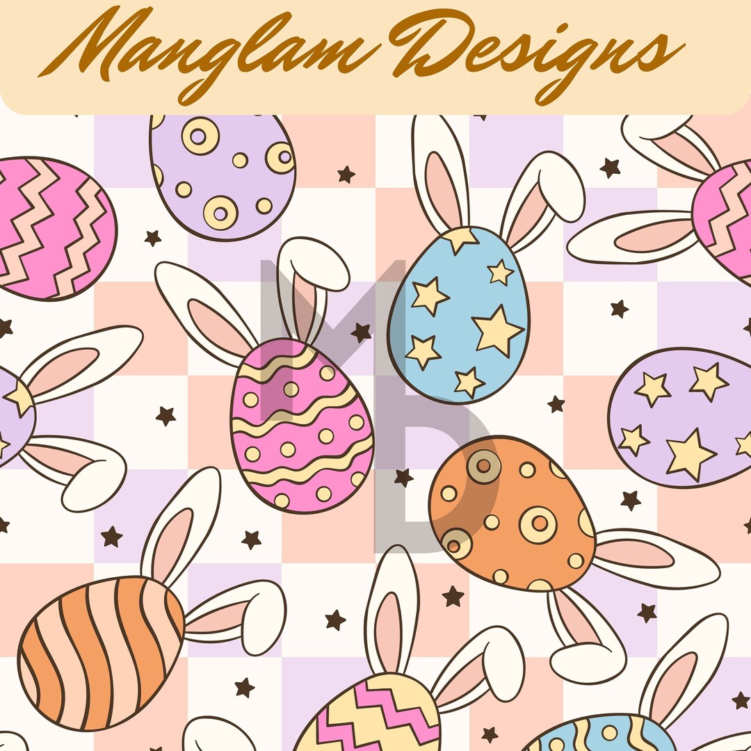 Easter Bunny Egg Seamless Repeat Pattern, Spring Checkerboard Seamless ...