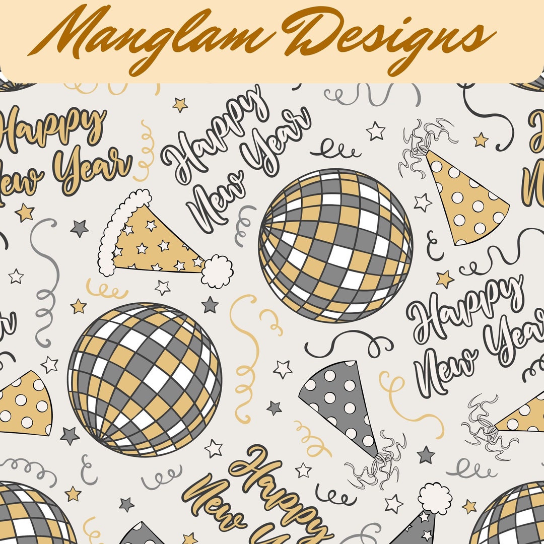 New Year's Eve Seamless Repeat Pattern, Groovy NYE Disco Seamless ...