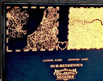 Two Locations Map Gift - Etsy