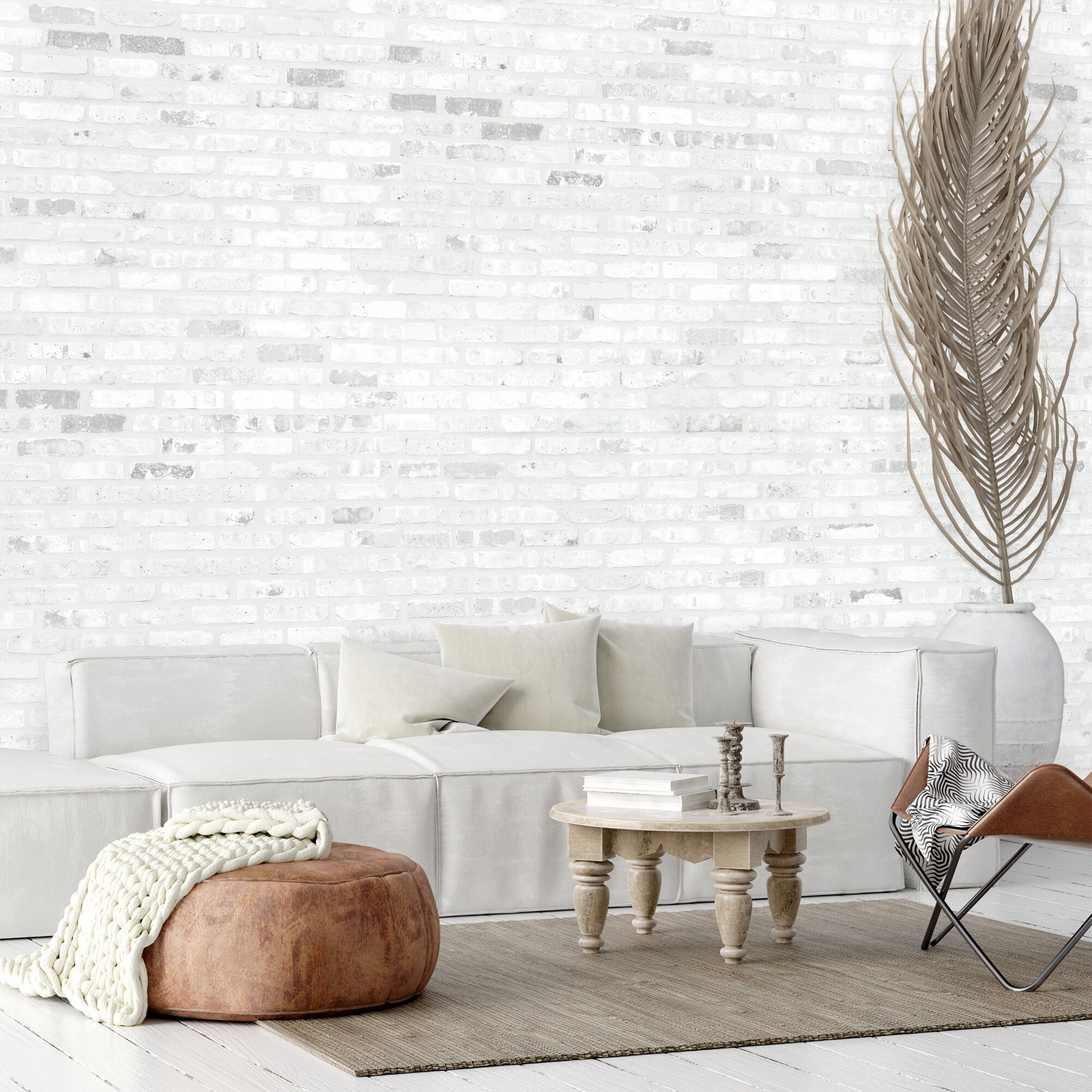 WHITE Brick-wall Decor Luxury Brick Wallpaper Brick Wall Mural - Etsy