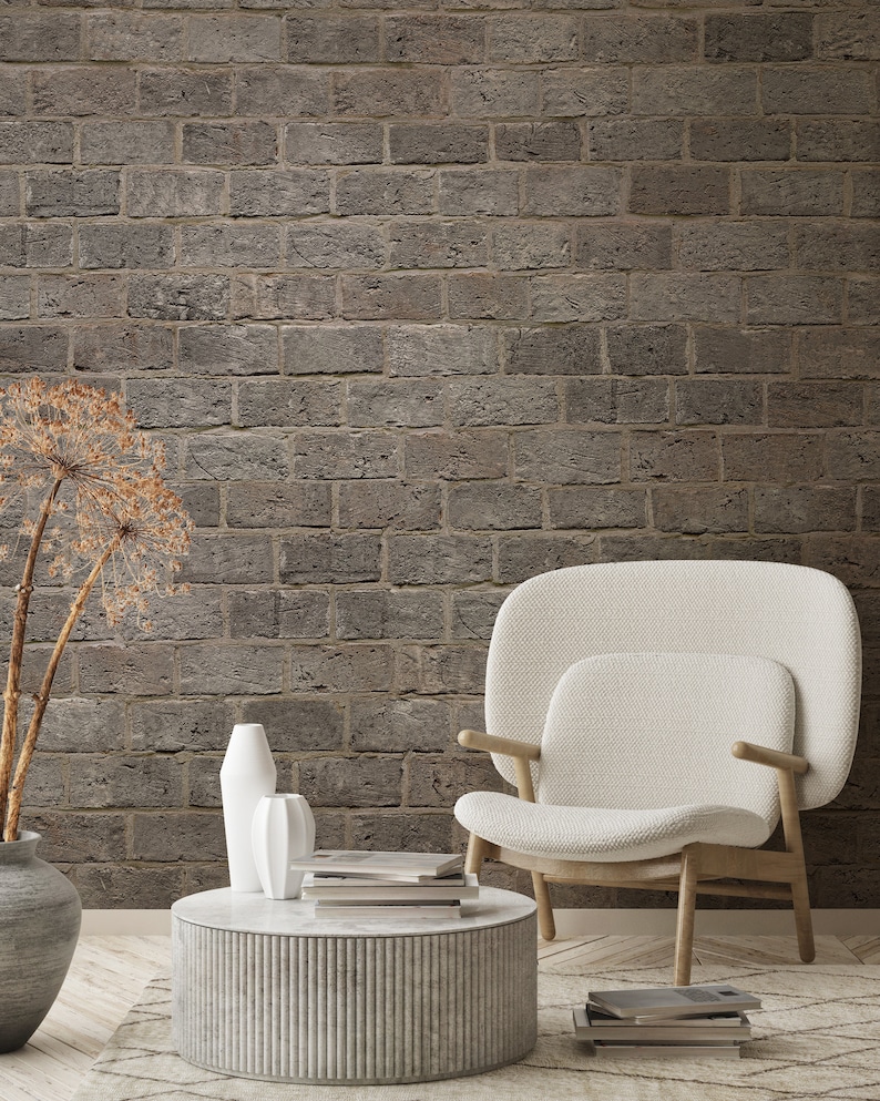 Limestone Brick Wallpaper Mural: Light Smoke, Canvas Texture, Peel and ...