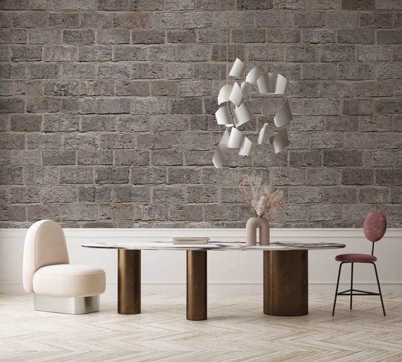Limestone Brick Wallpaper Mural: Light Smoke, Canvas Texture, Peel and ...