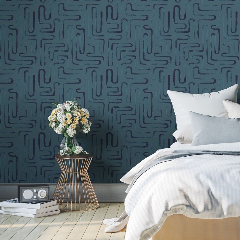 Teal Geometric Wallpaper - Etsy