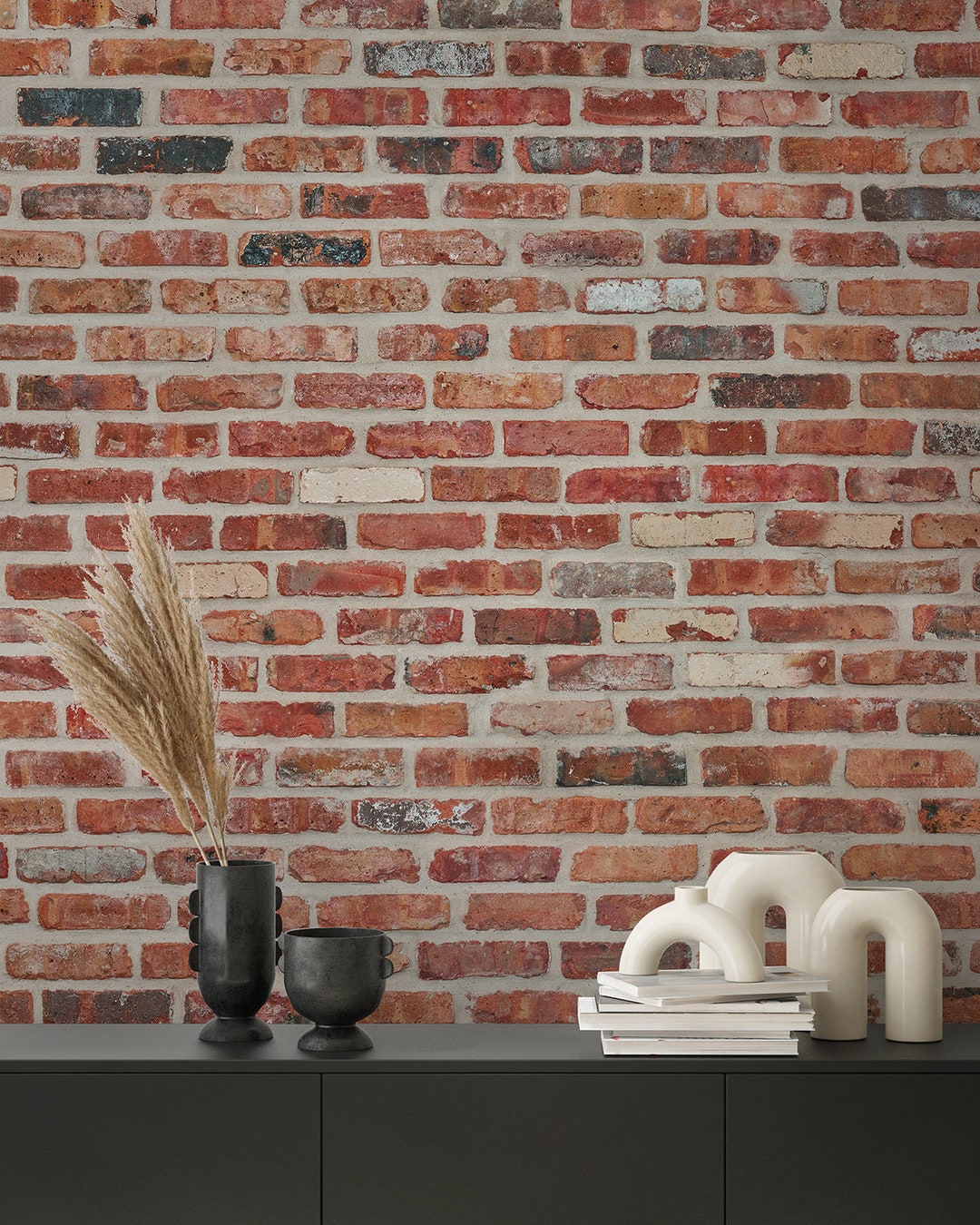 Chestnut Brick Wall Mural: Peel and Stick Canvas Wallpaper - Etsy