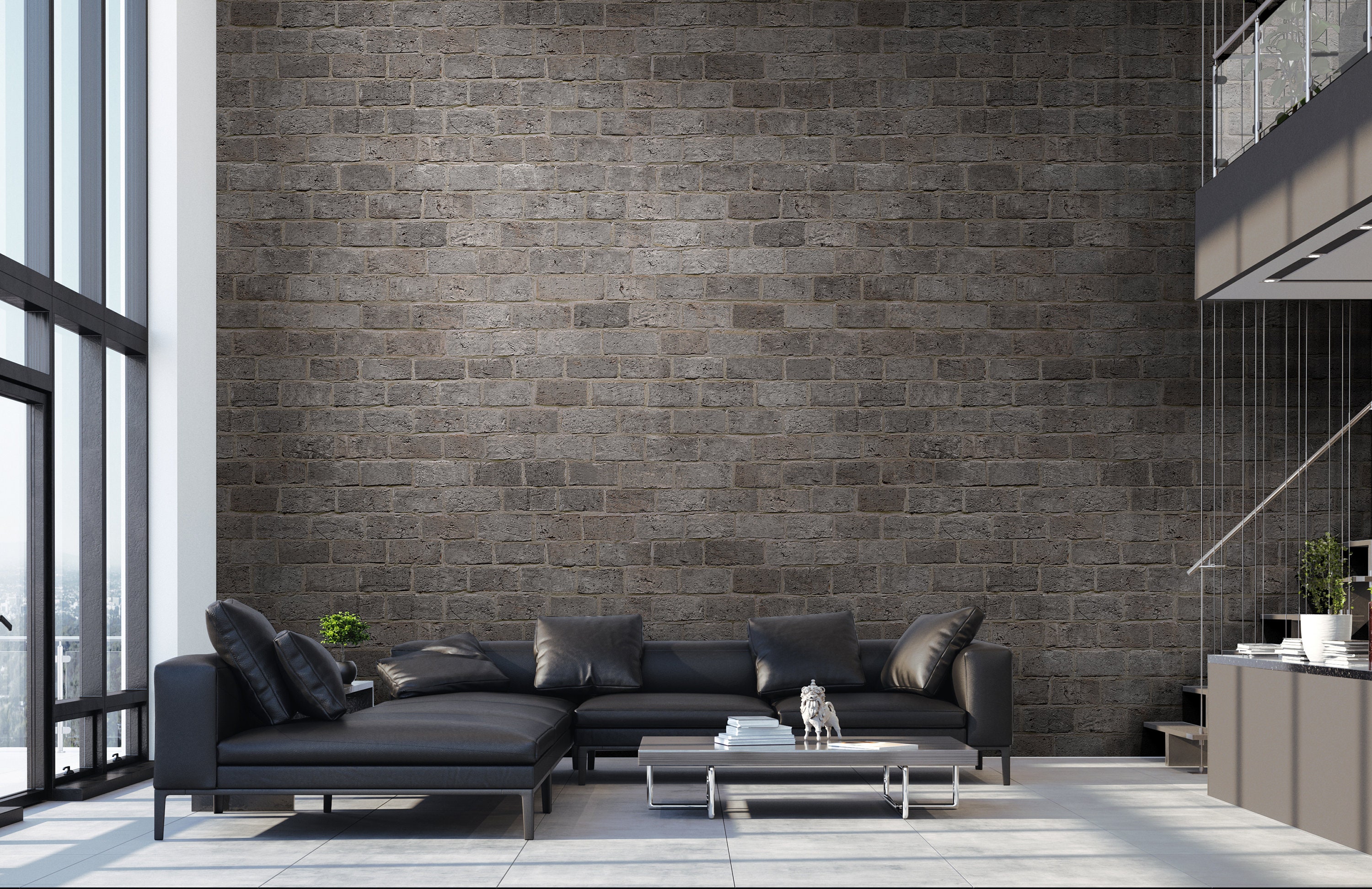 Limestone Brick Wallpaper Mural: Light Smoke, Canvas Texture, Peel and ...