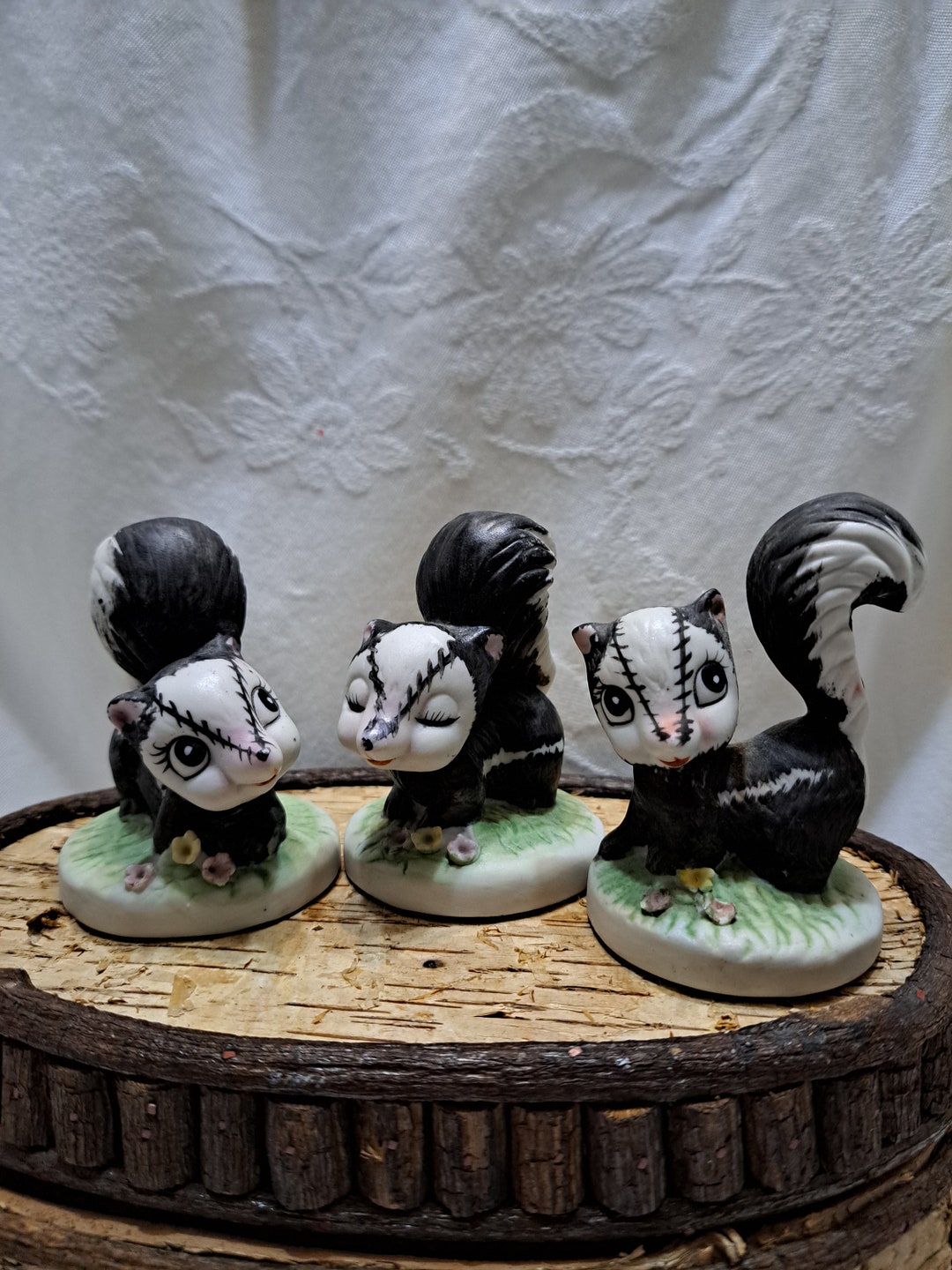 Vintage Skunk Figurines Set of 3 Woodland Creatures Bisque - Etsy