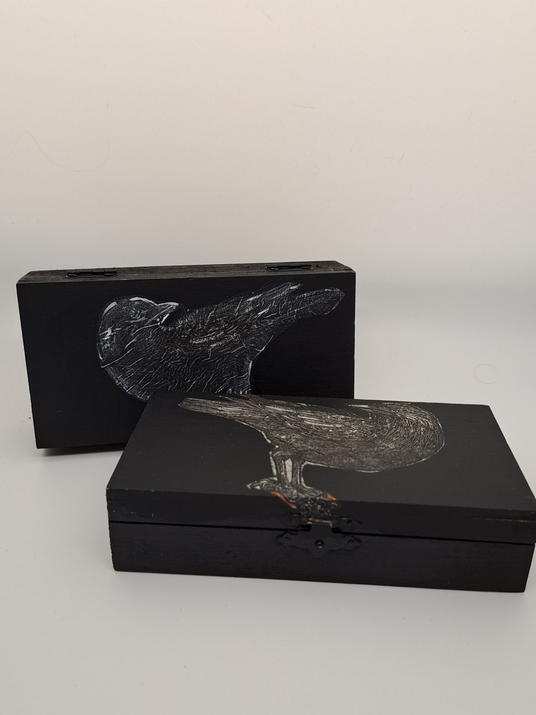 Black Raven Box Crow Box Hinged Decoupage - Etsy