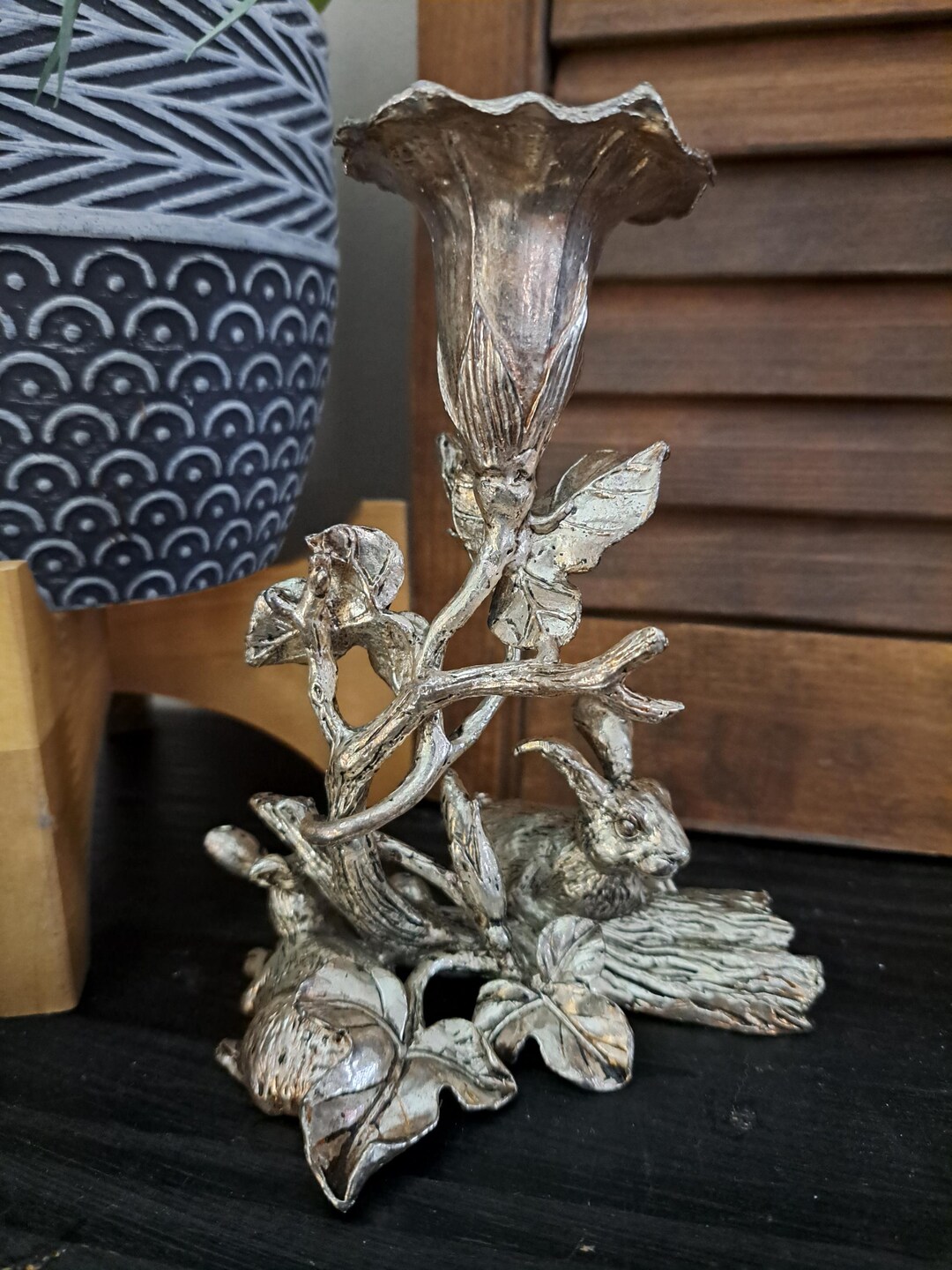 Arthur Court Spring Rabbit Bunny Taper Candleholder 1998 - Etsy