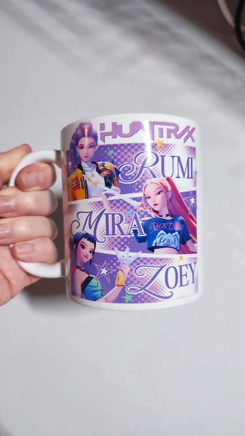 Handmade K-pop Demon Hunters Inspired Ceramic Tea Mug 330ml, Huntrix ...