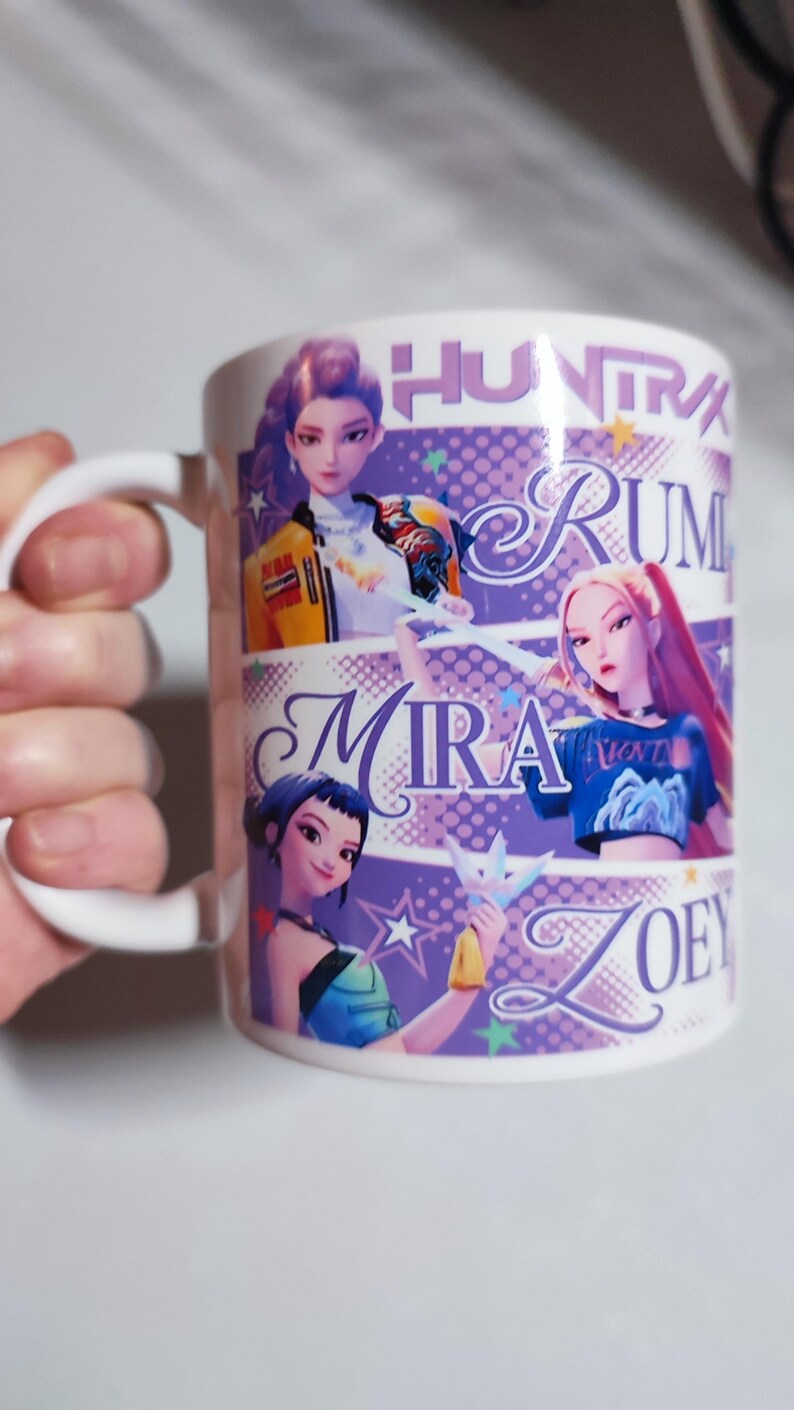 Handmade K-pop Demon Hunters Inspired Ceramic Tea Mug 330ml, Huntrix ...