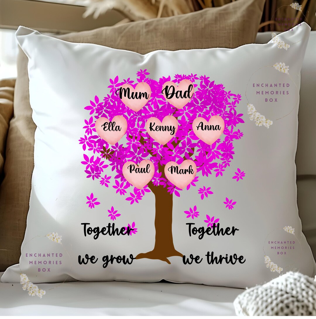 Pink Family Tree PNG, Digital Download Only, Personalised Cushion ...