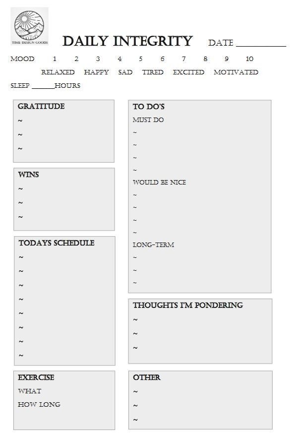 Daily Integrity Sheet - Etsy