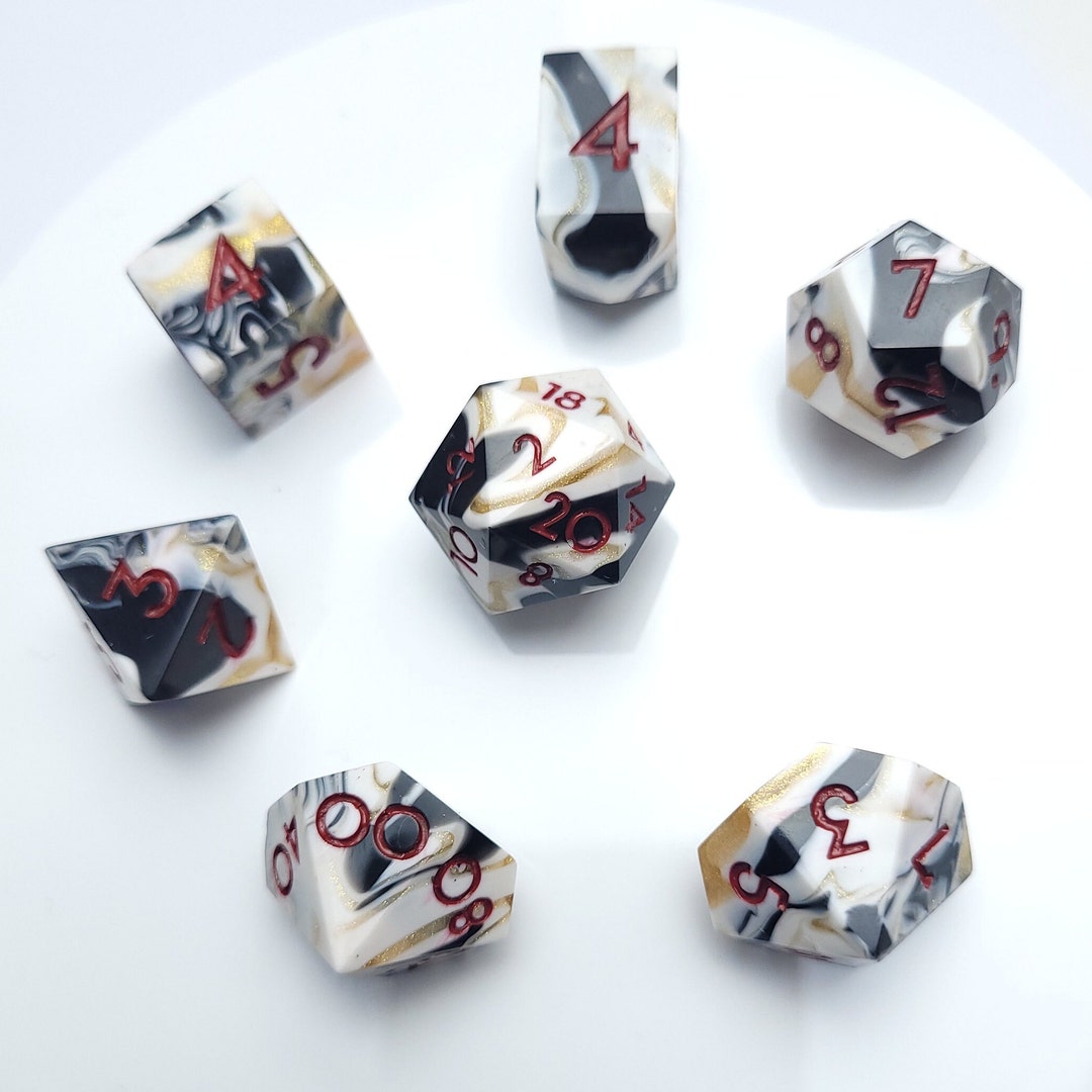 Handmade Dice Set, 7 Piece Dice Set, Shard D4, Pen & Paper, Dnd Dice ...