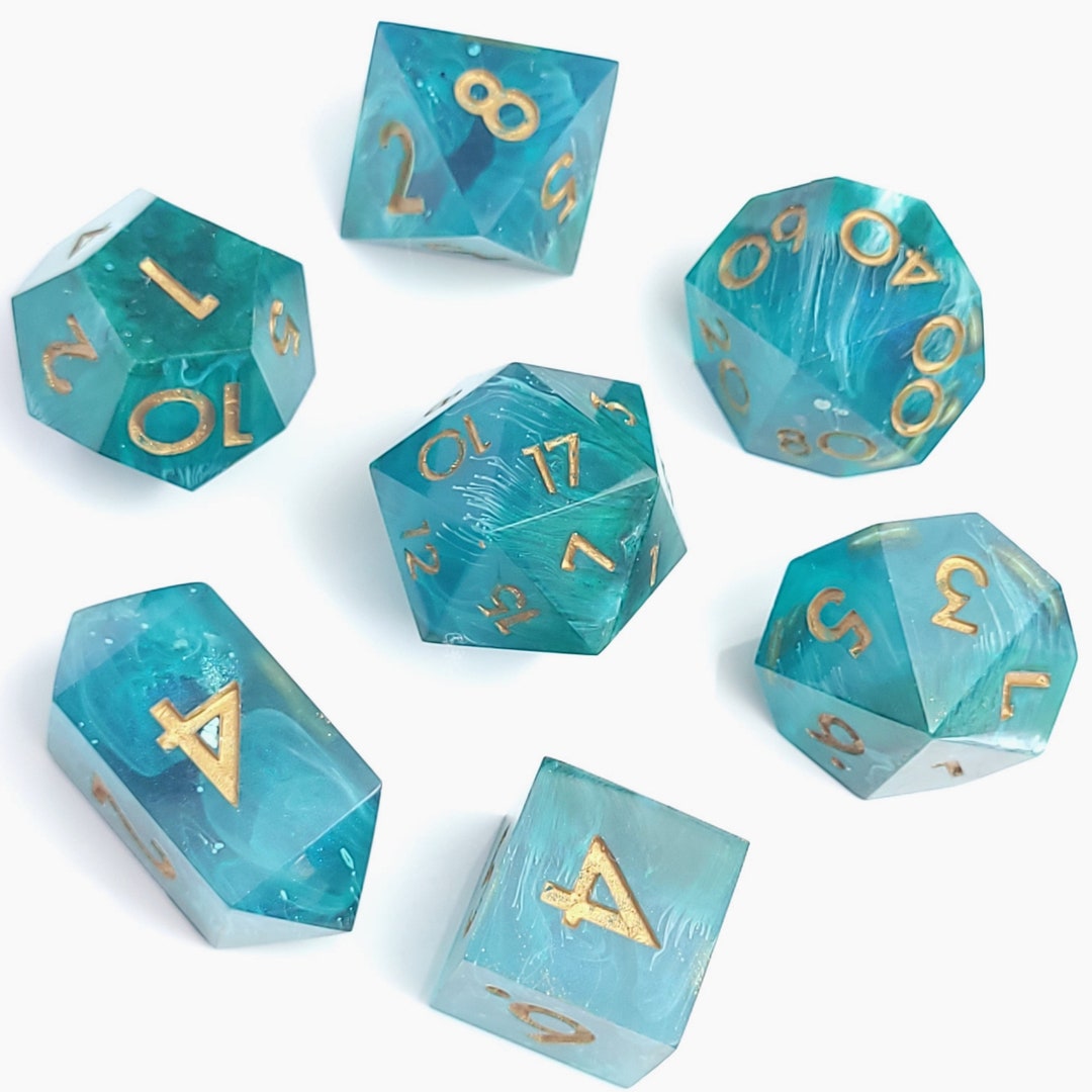 Handmade Dice Set, 7 Piece Dice Set, Shard D4, Pen & Paper, Dnd Dice ...