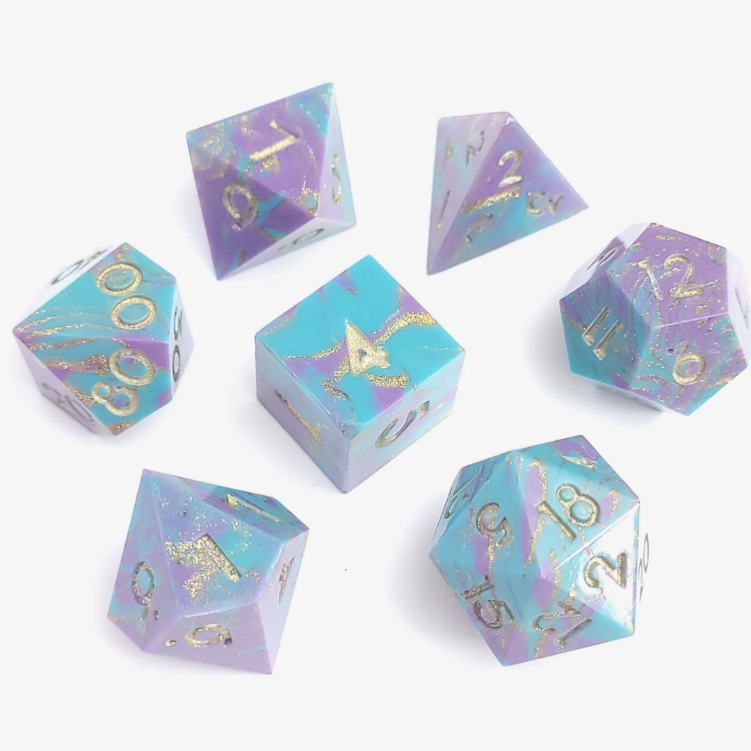 Handmade Dice Set, 7 Piece Dice Set, Caltrop D4, Pen & Paper, Dnd Dice ...