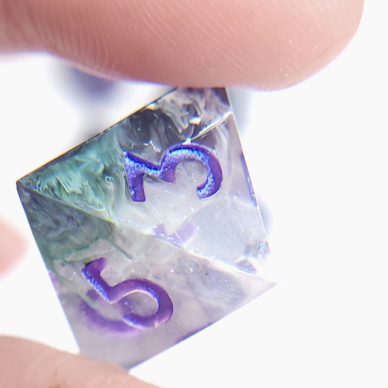 Handmade Dice Set, 7 Piece Dice Set, Crystal D4, 2x D20, Pen and Paper ...