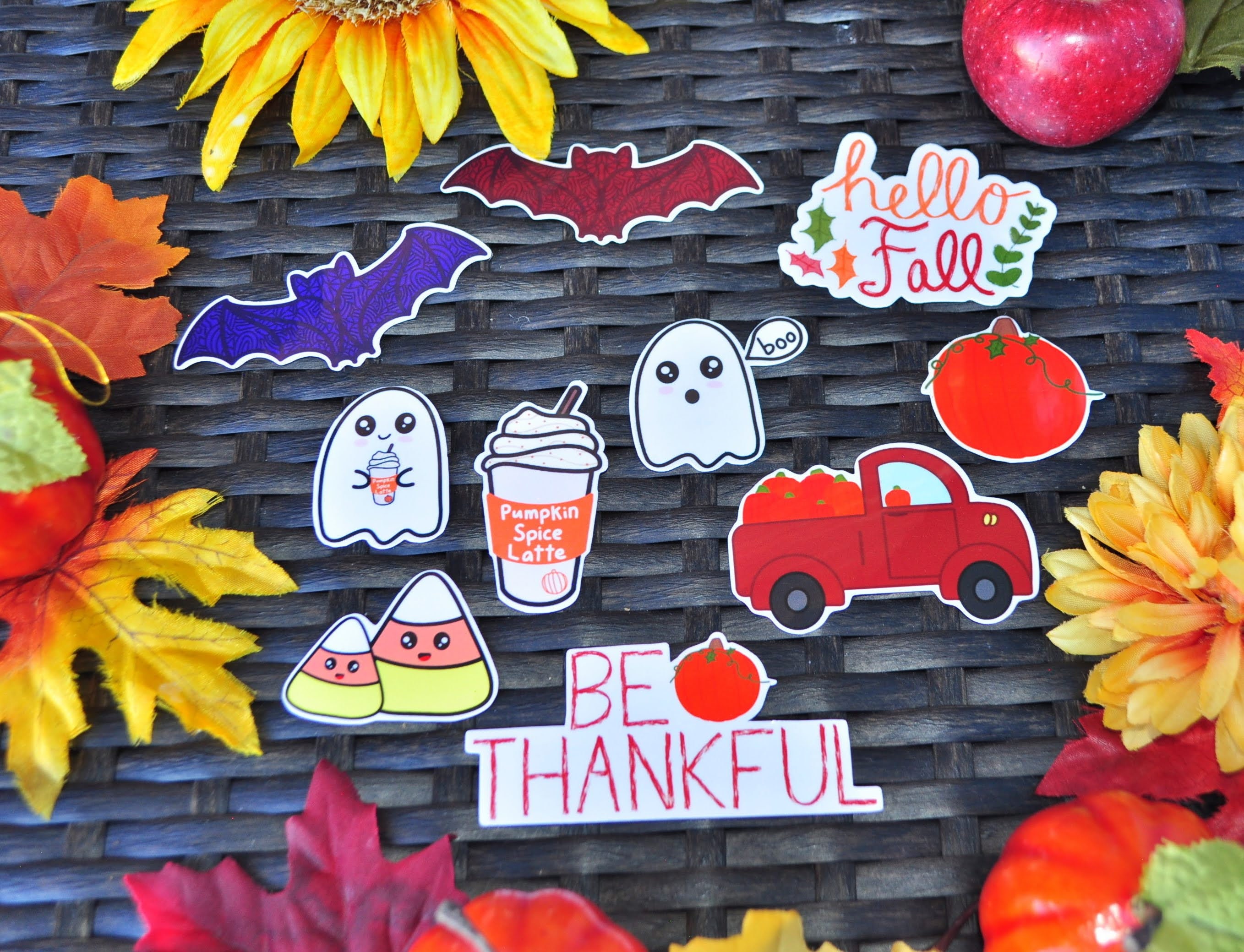 The Fall & Halloween Bundle of Glossy Weatherproof Vinyl Stickers ...