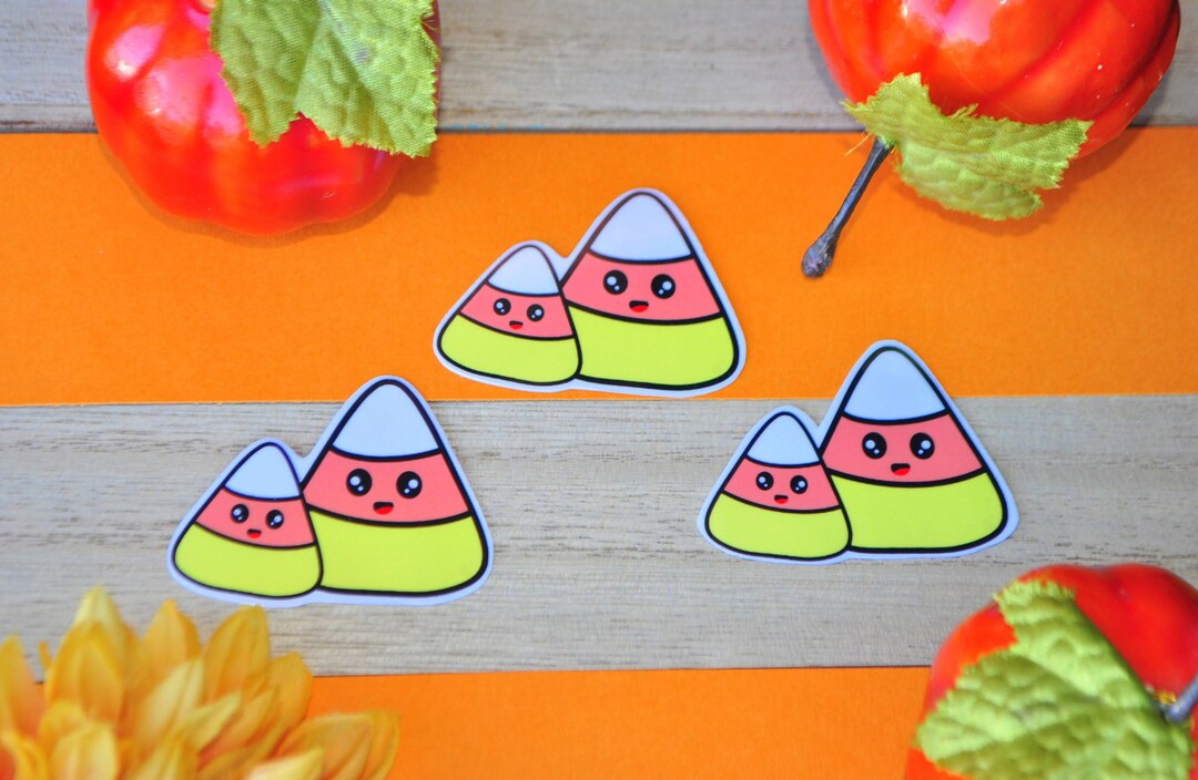 Kawaii Candy Corn Glossy Weatherproof Vinyl Sticker | Candy Corn ...