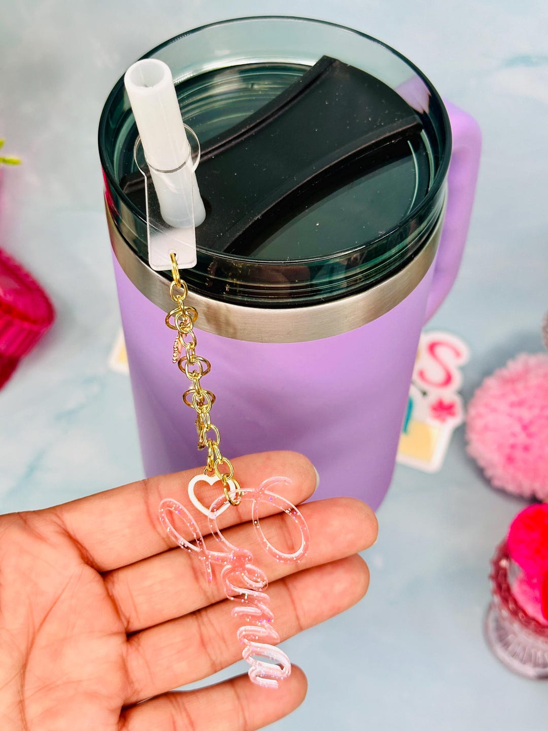 Personalized Name Straw Topper, Tumbler Accessories, Tumbler Charm ...