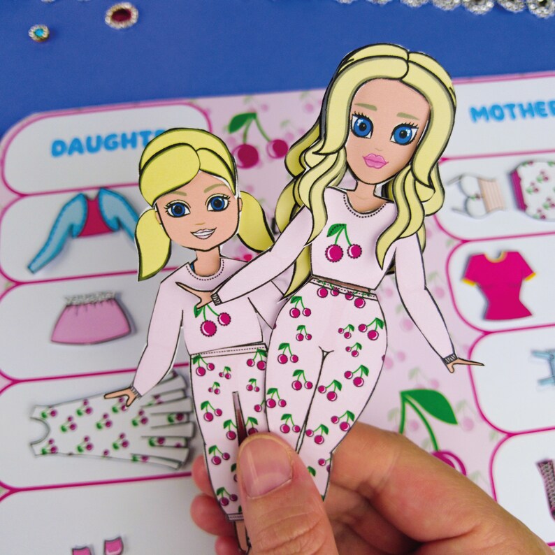 Printable Busy Book: Paper Dolls Mother and Daughter Cherry Dressing Up ...