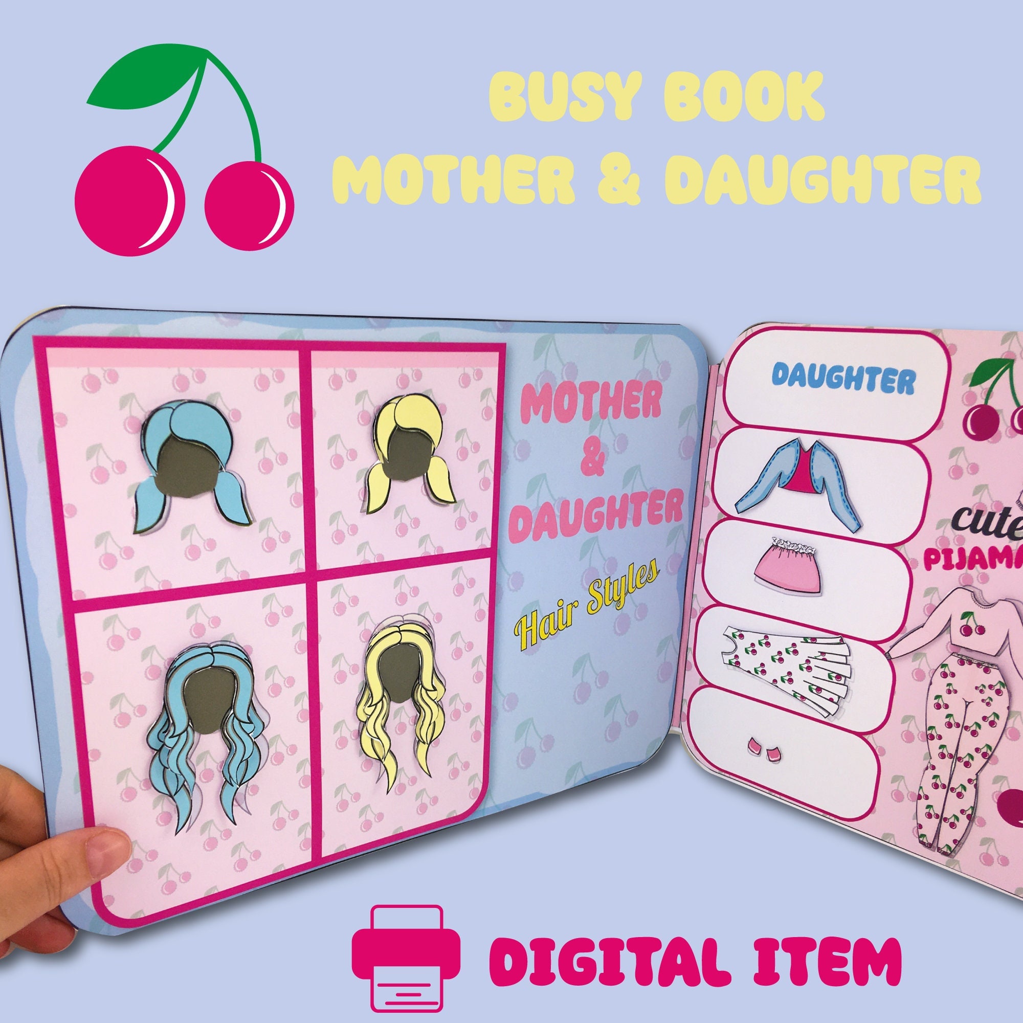 Printable Busy Book: Paper Dolls Mother and Daughter Cherry Dressing Up ...