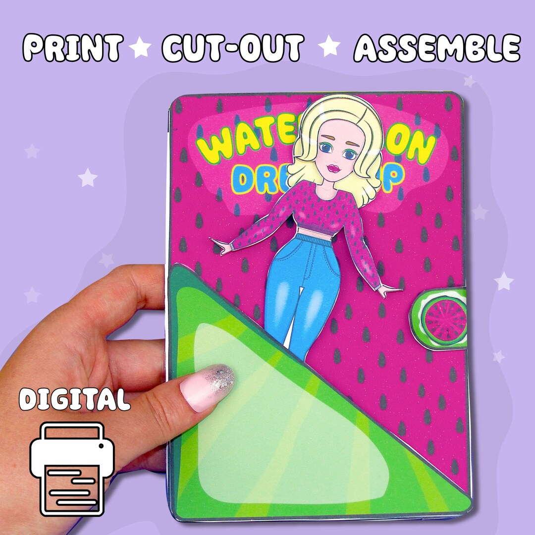 Printable Paper Doll Watermelon Dress-up, Print-cut-assemble Project ...