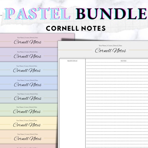Cornell Notes Pastel Bundle Aesthetic Pastel Colors - Etsy