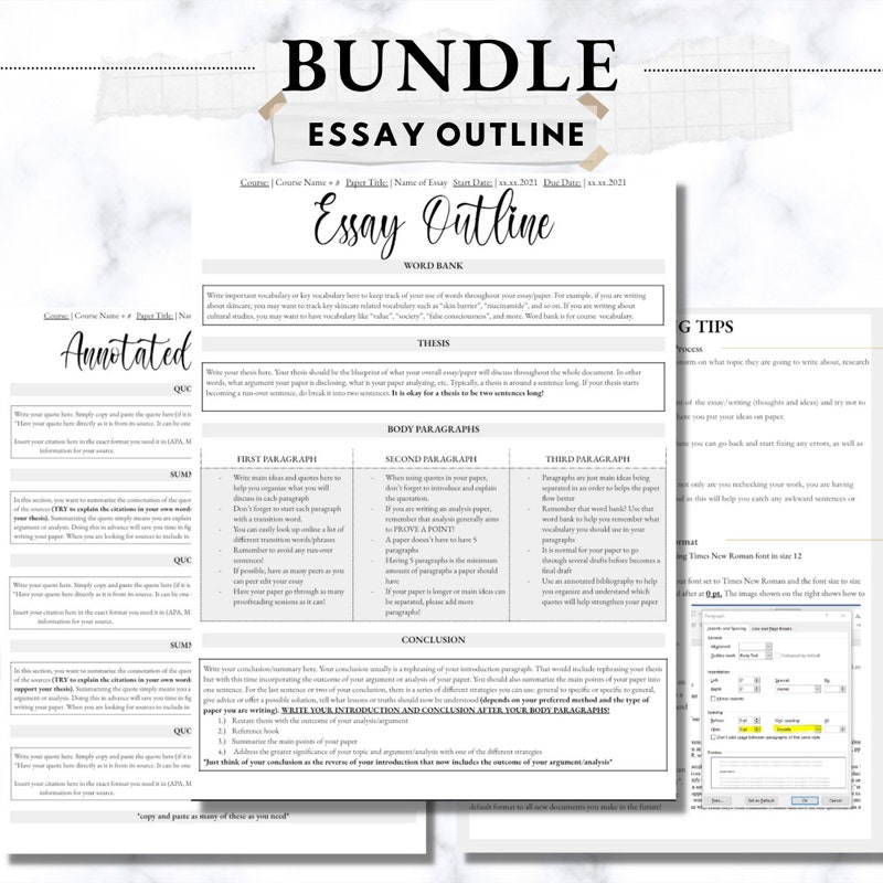 Essay Outline Template - Etsy