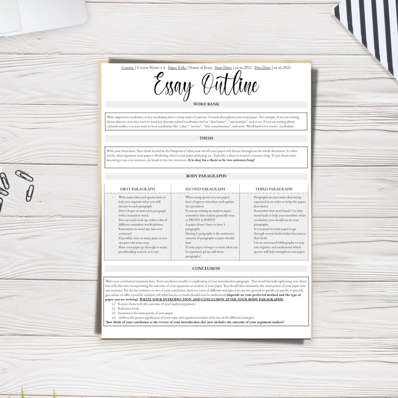 Essay Outline + Annotated Bibliography: Editable Google Docs & Word ...
