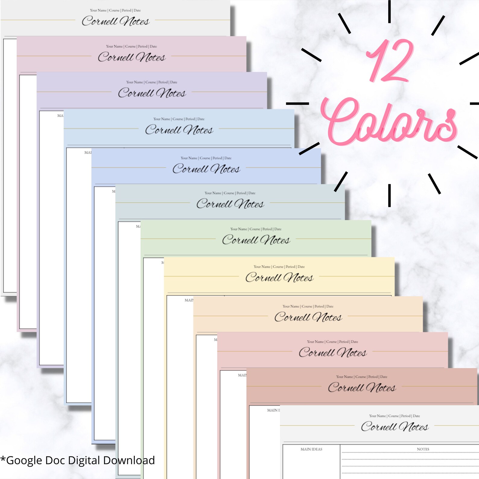 Cornell Notes Pastel Bundle | Aesthetic | Pastel Colors | Google Doc ...