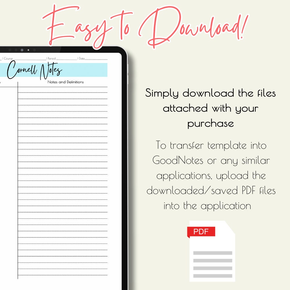 Pastel Cornell Notes Template | Goodnotes & PDF Version | Digital ...