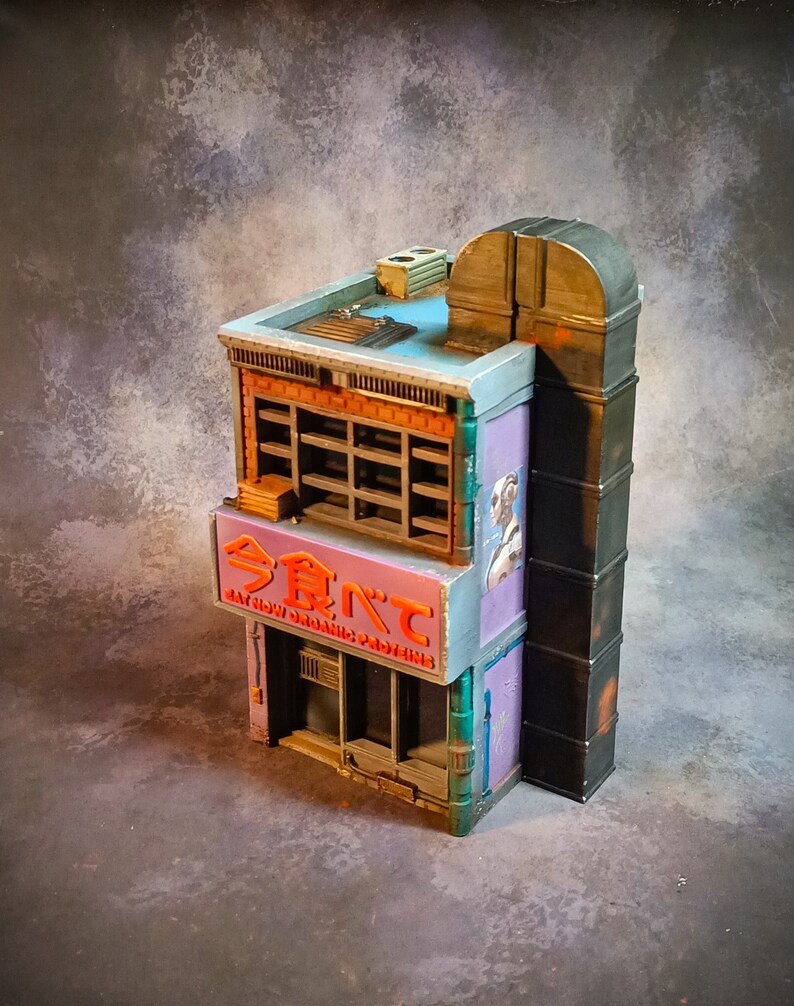 Painted Cyberpunk Restaurant Shop Urban Scenery - Etsy