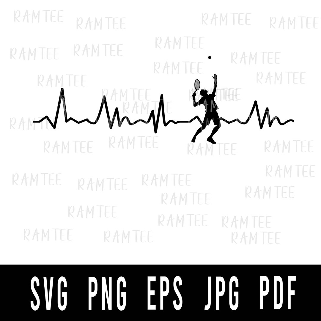 Tennis Heartbeat SVG: Sports Clipart, Silhouette (digital Download) - Etsy