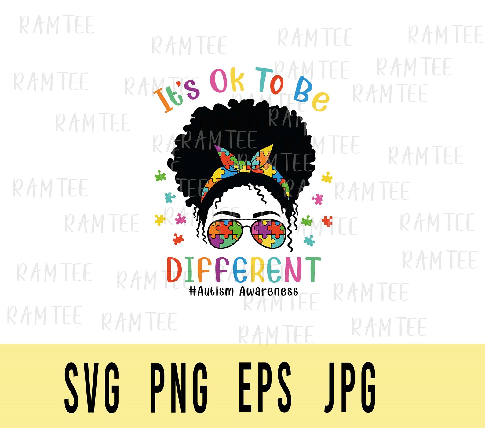 Its Ok to Be Different Svg Autism Awareness SVG, Messy Bun Autism ...