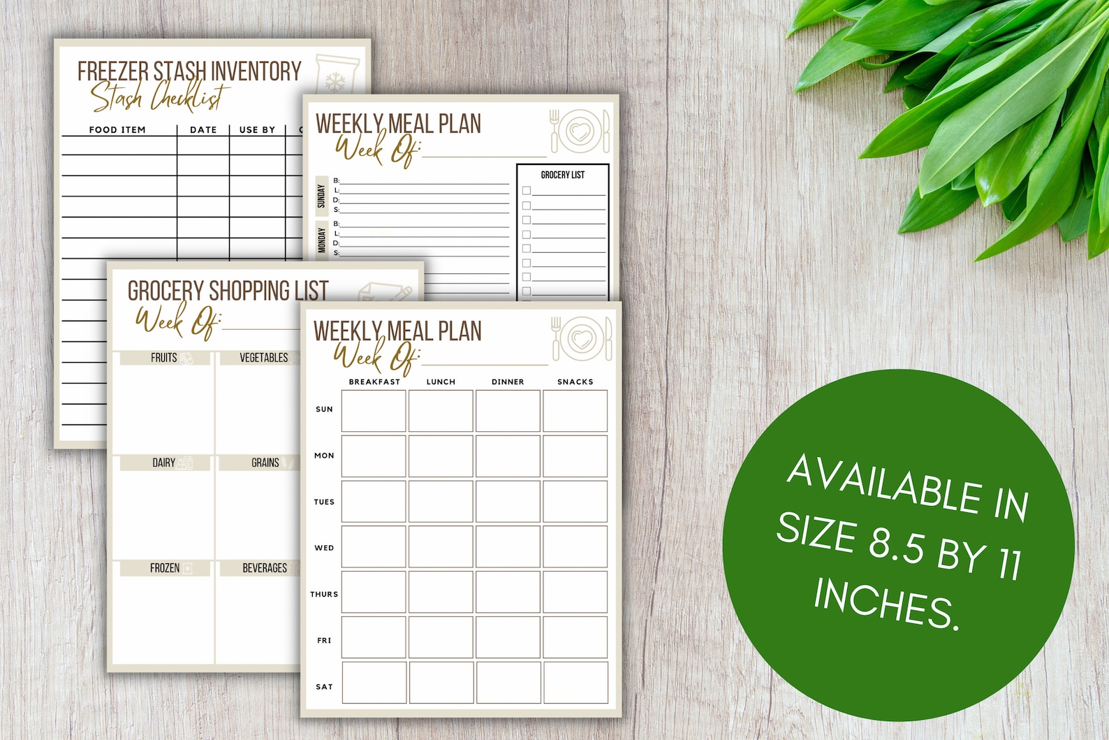 Weekly Meal Plan & Grocery List Printable Template | PDF Download ...