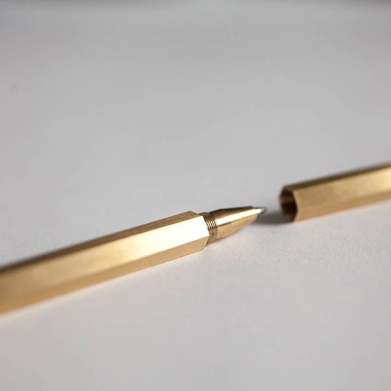 Hexagon Brass Rollerball Pen. Black Ink. - Etsy