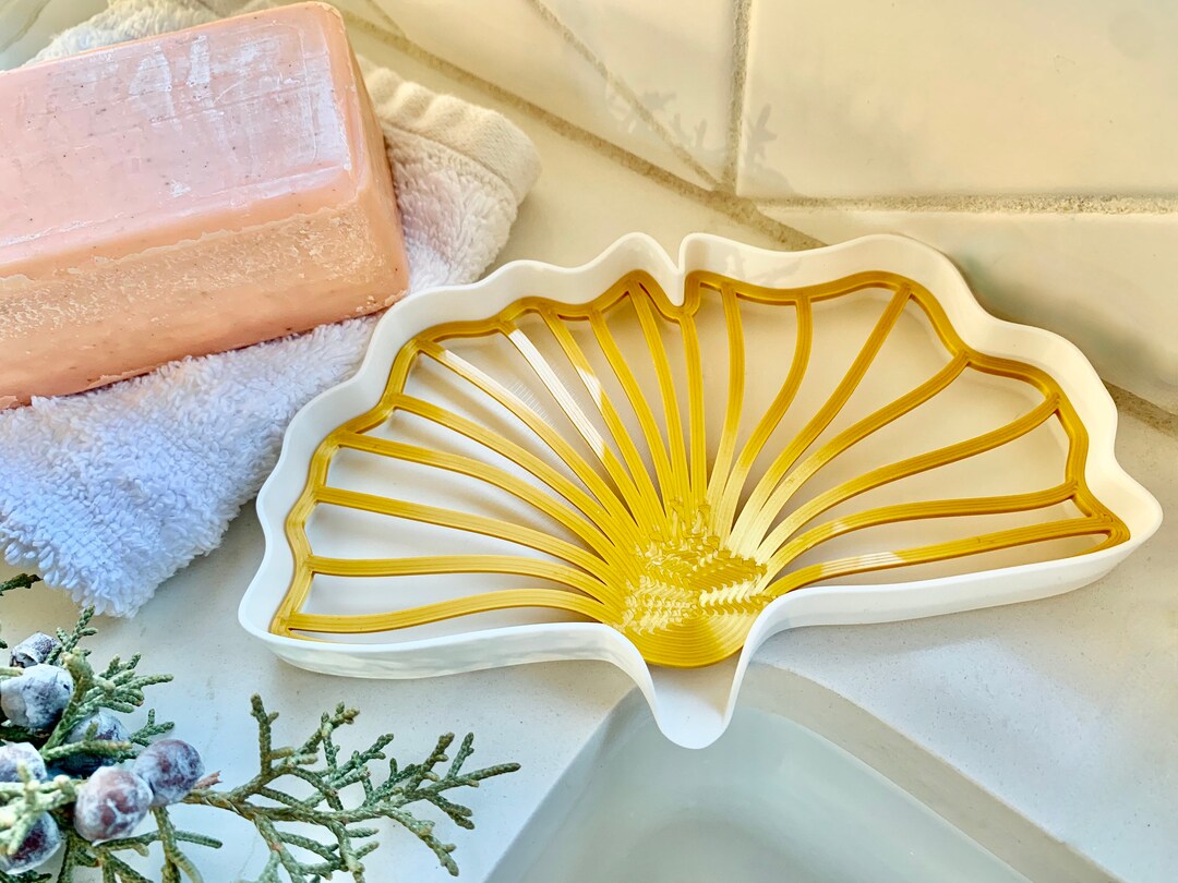 Self Draining Ginkgo Leaf Soap Dish | Sponge Holder | 3D Printed - Etsy