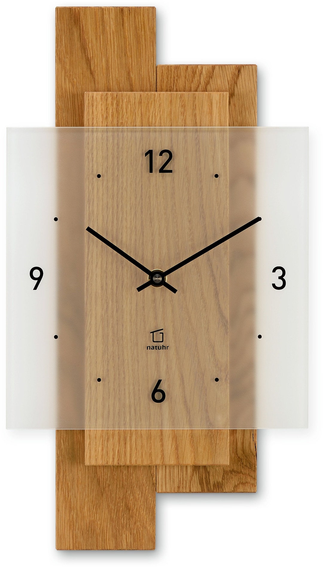 Natuhr Wall Clock Eichwald Wooden Clock Glass Dial Made of - Etsy